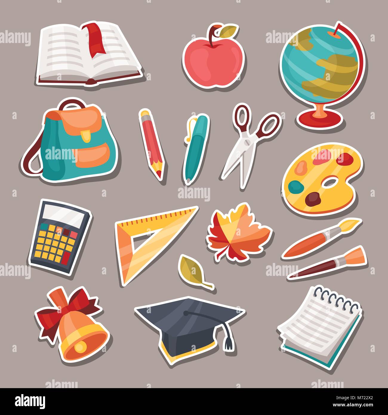 School and education icons, symbols, objects set Stock Vector Image ...