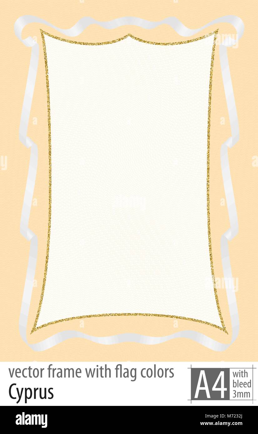 Frame and border of ribbon with the colors of the Cyprus flag, with ...