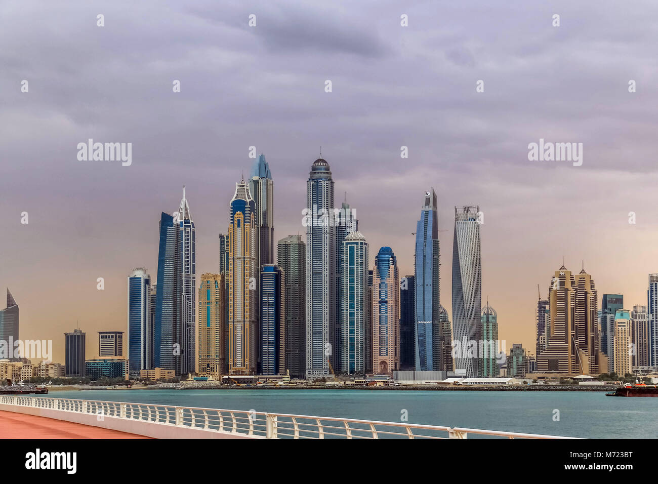 Amazing view of Dubai Marina Skyscrapers. A view from Jumeirah Palm ...