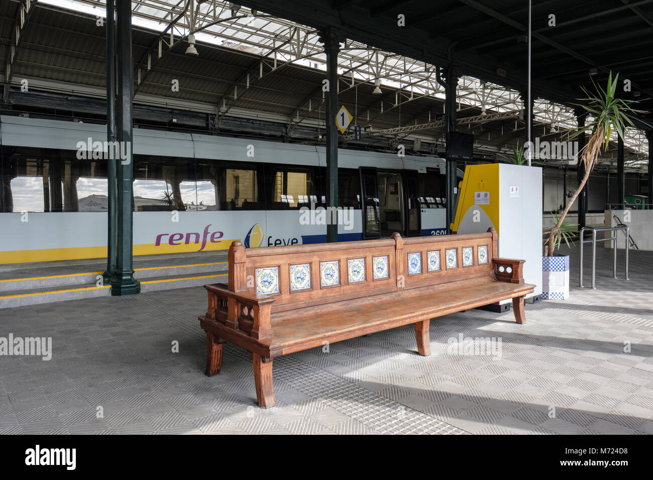 Beautiful Wooden seats with inlaid ceramic panels at Concordia Railway ...