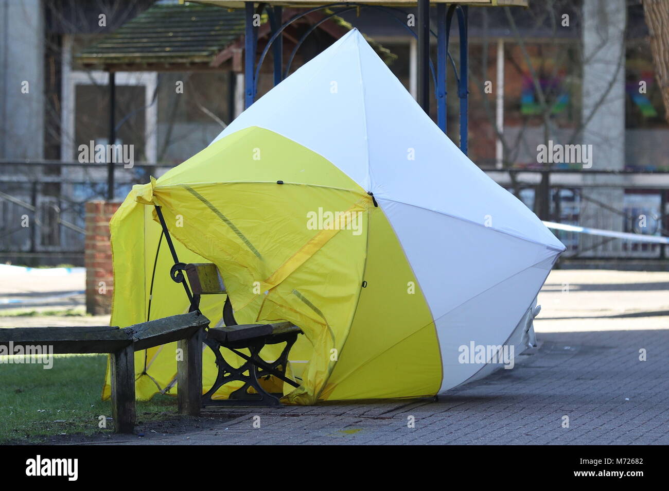 The Tent Covering A Bench Where Former Russian Double Agent Sergei