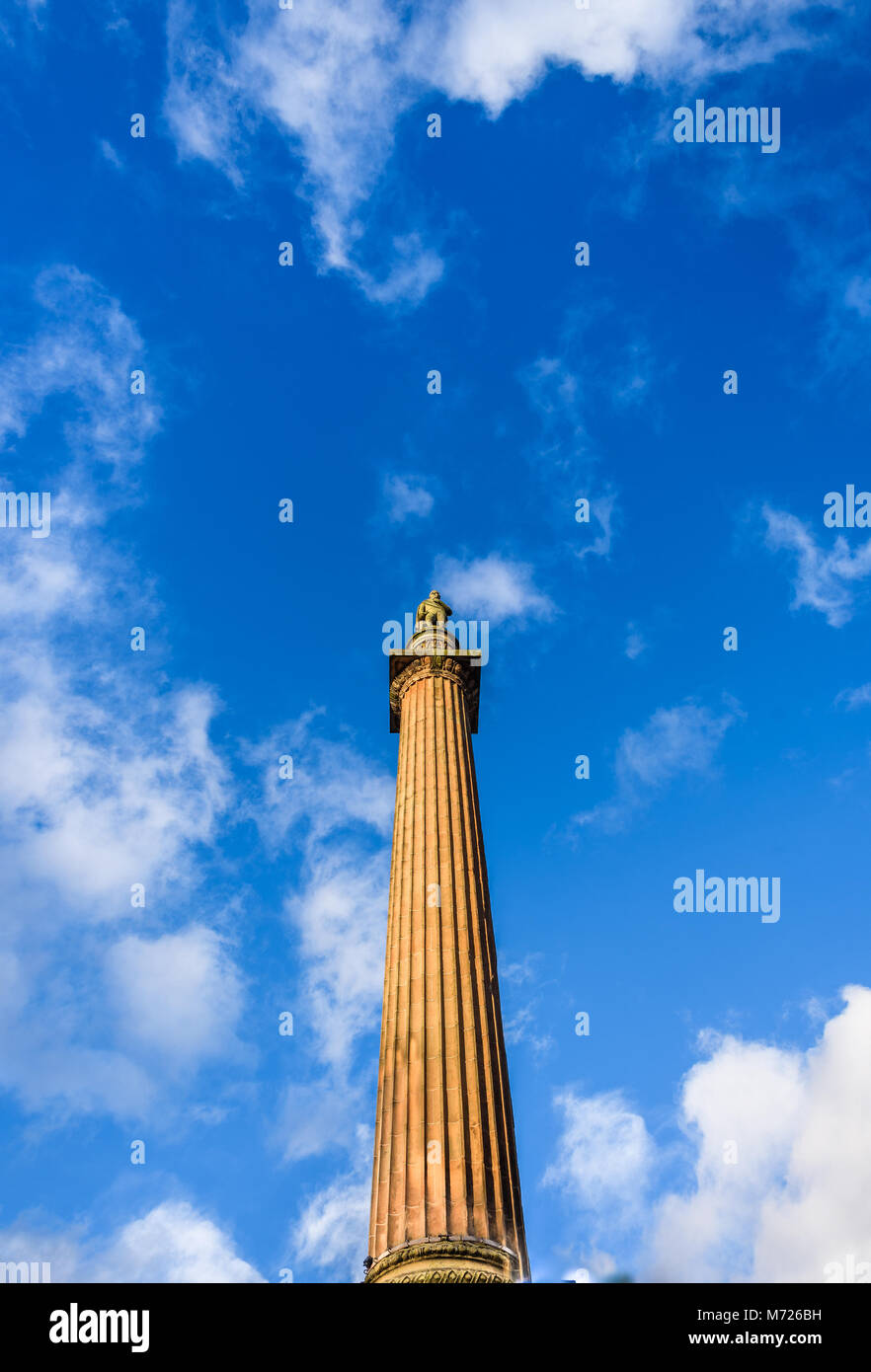 Sir walter scott statue on column against a blue sky,Glasgow Scotland ...