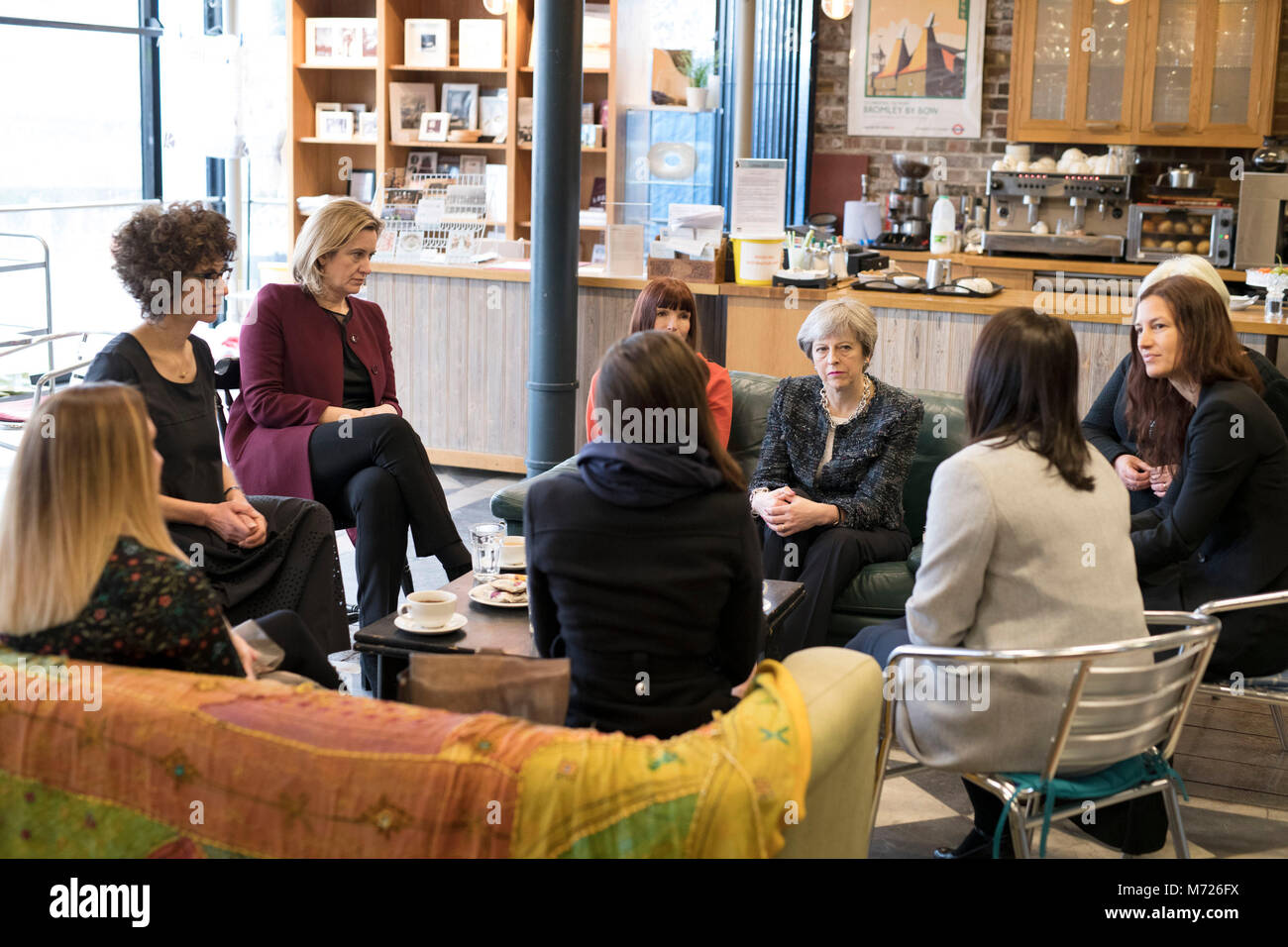 Prime Minister Theresa May (fifth left) and Home Secretary Amber Rudd ...