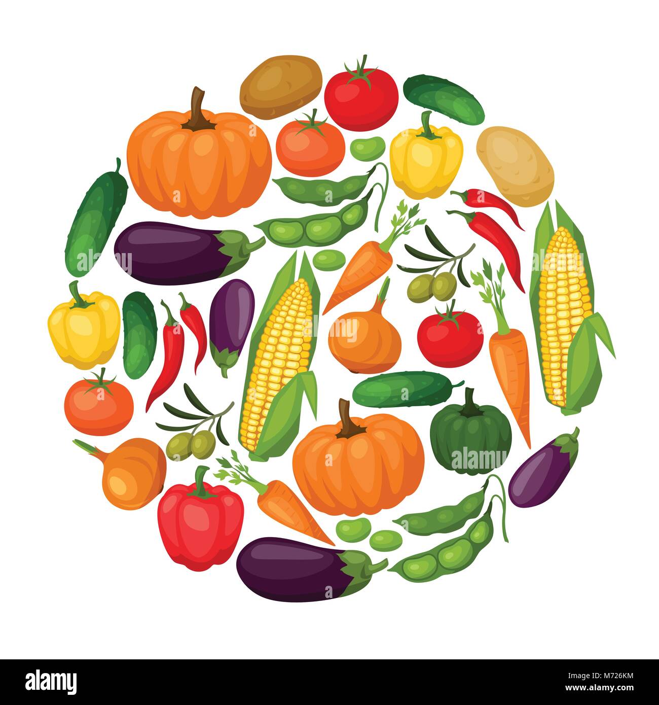Background design with fresh ripe stylized vegetables Stock Vector ...