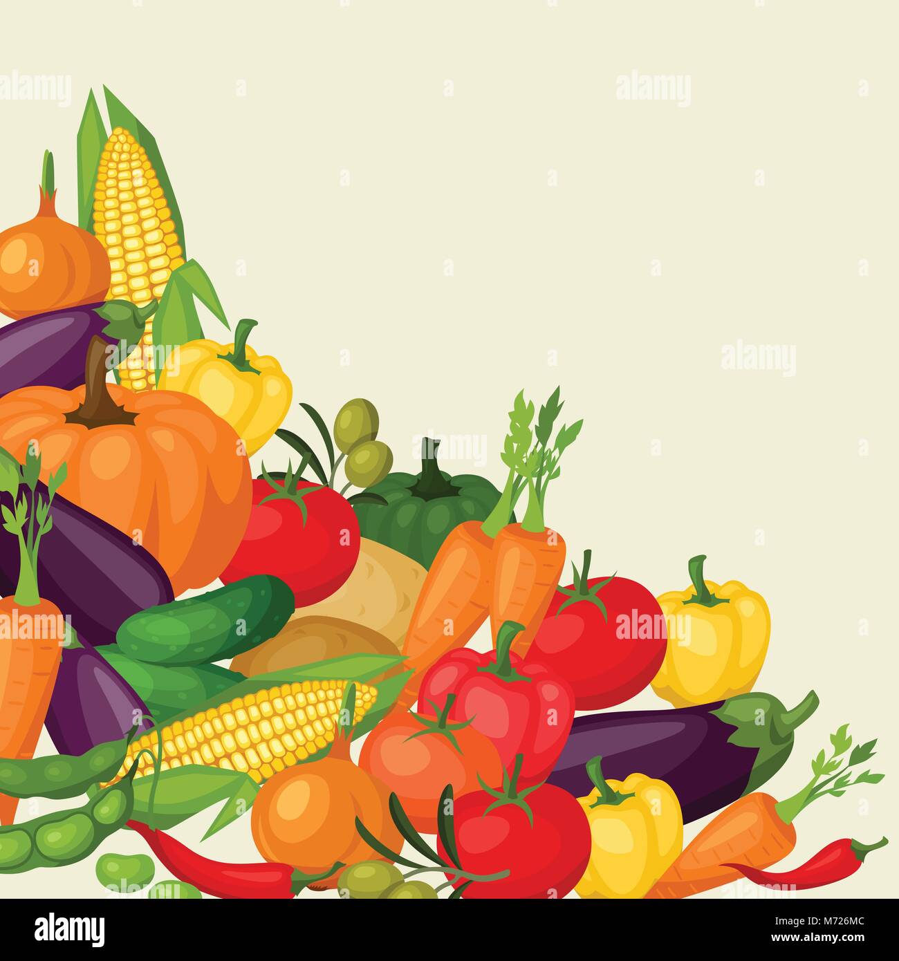 Background design with fresh ripe stylized vegetables Stock Vector ...