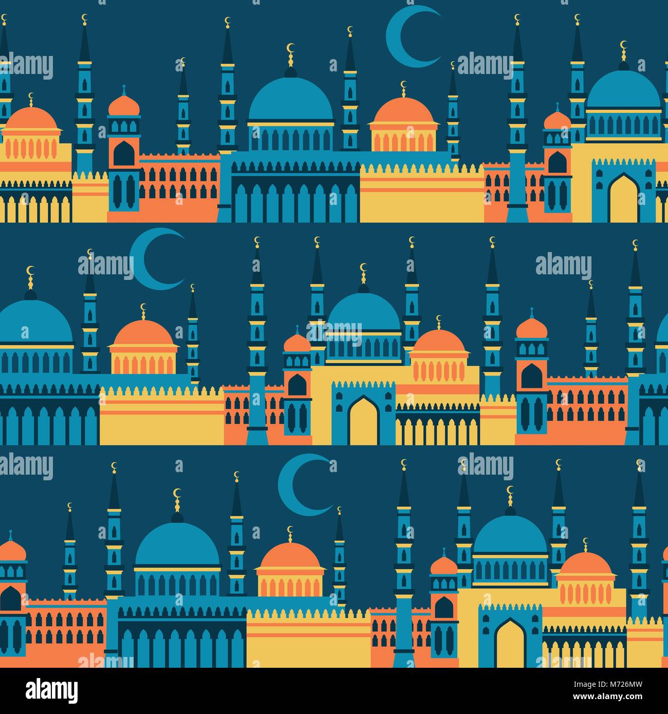 Islamic seamless pattern with mosques in flat design style Stock Vector ...