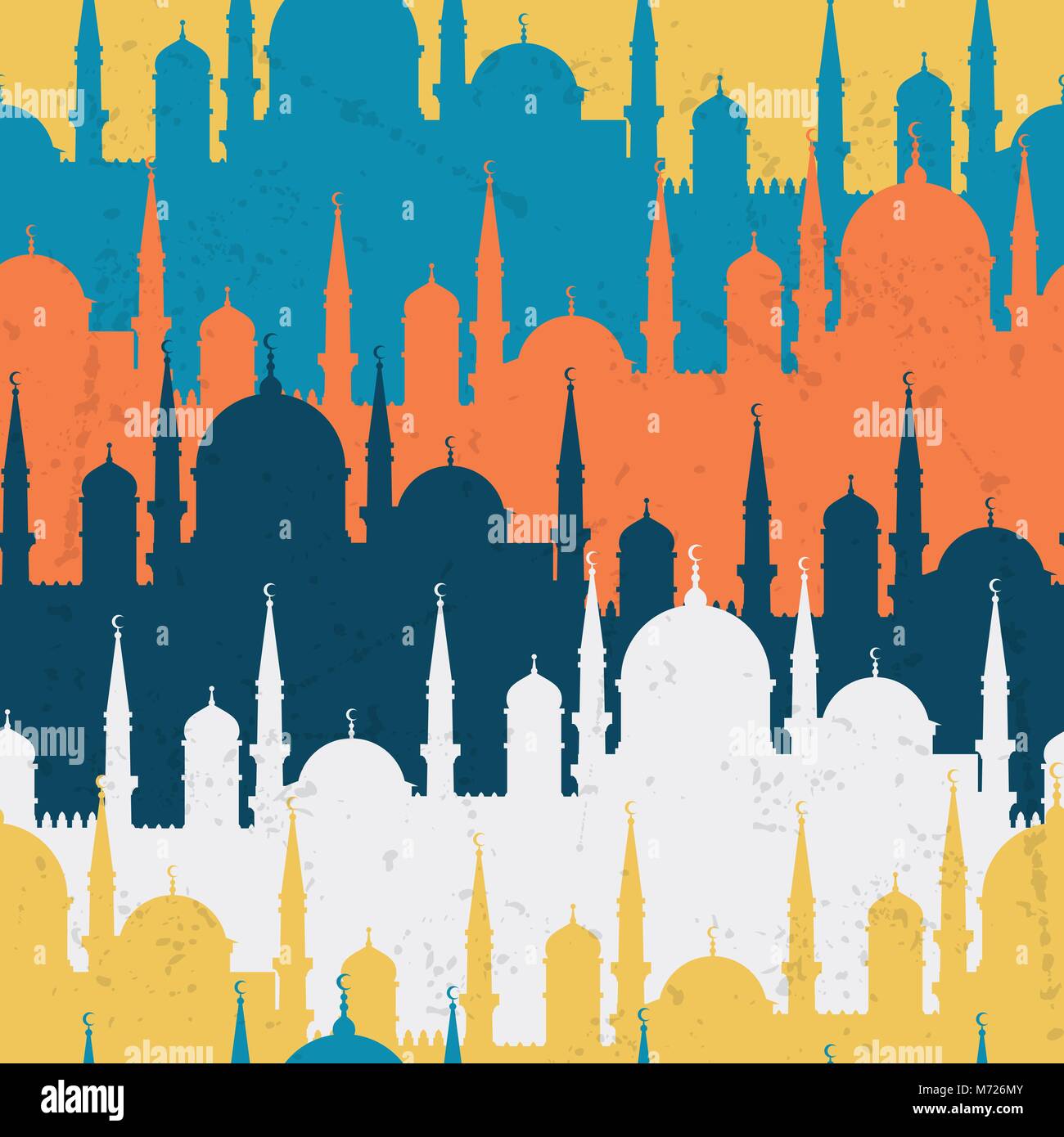 Islamic seamless pattern with mosques in flat design style Stock Vector ...