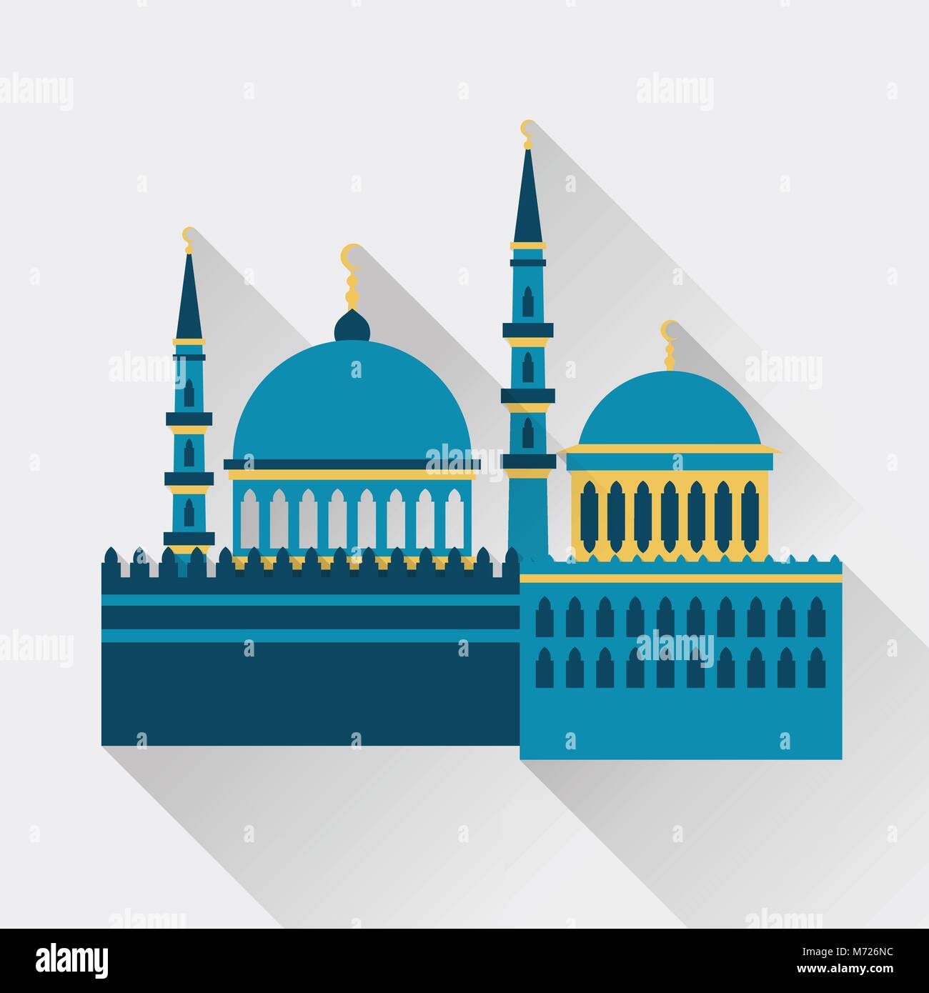 Islamic greeting card with mosque in flat design style Stock Vector ...