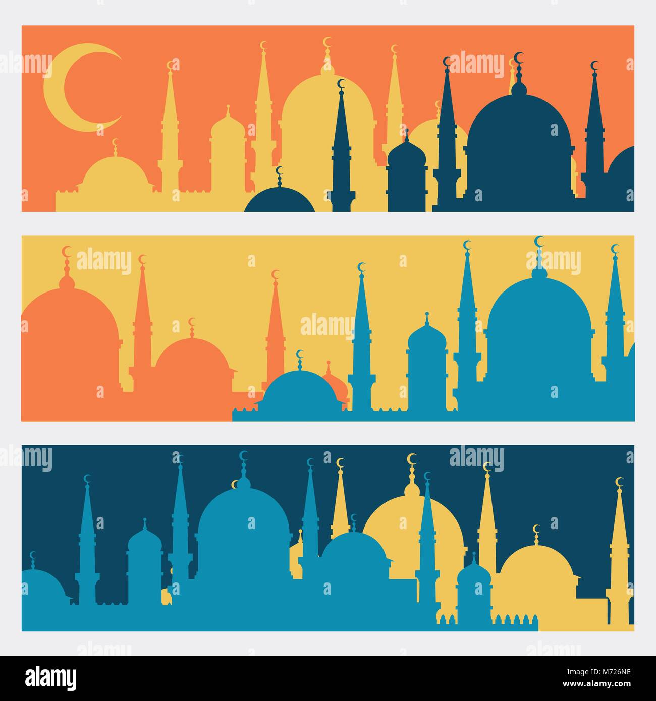 Horizontal banners with Islamic mosques in flat design style Stock ...