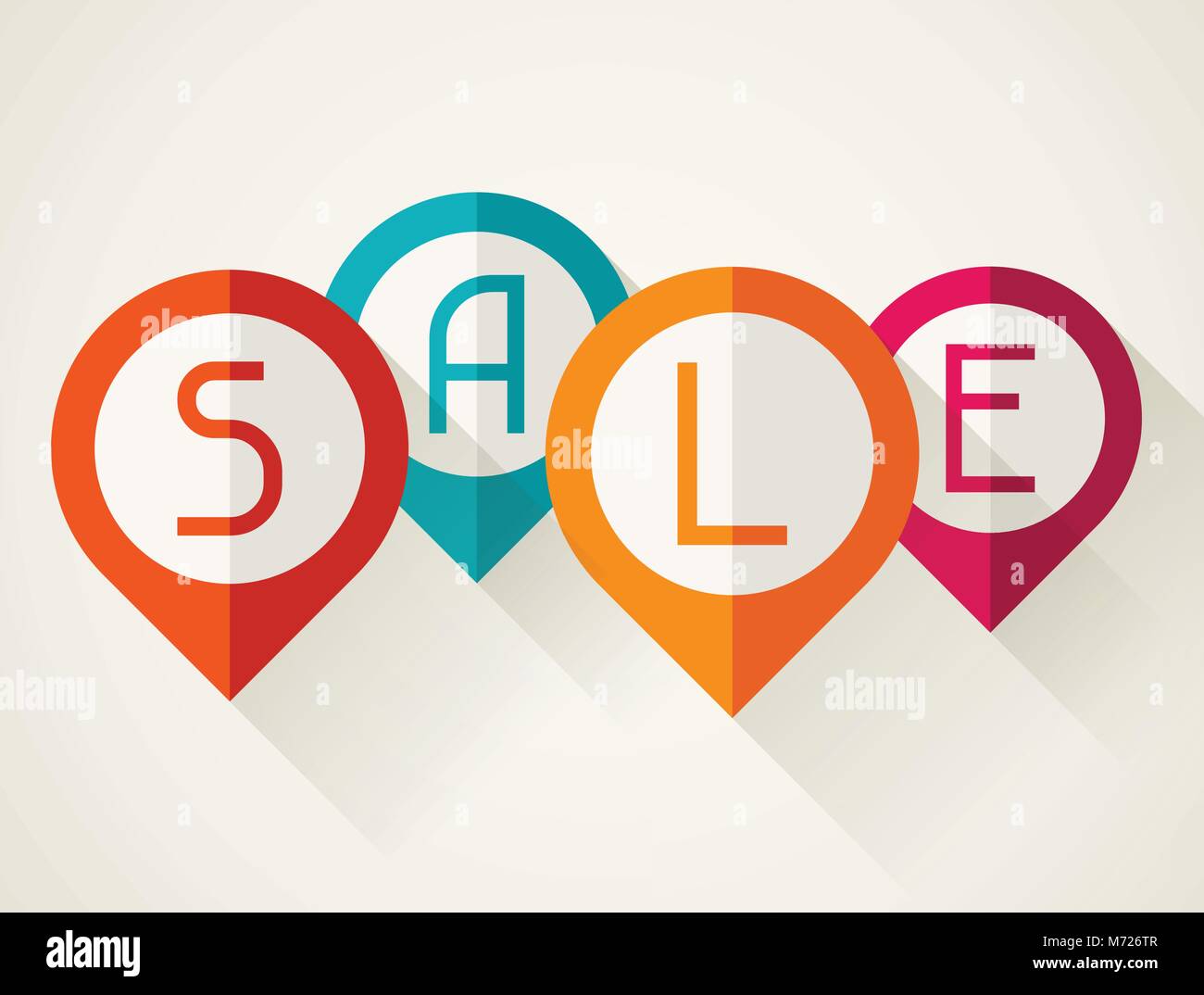 Sale poster with location markers in flat design style Stock Vector ...