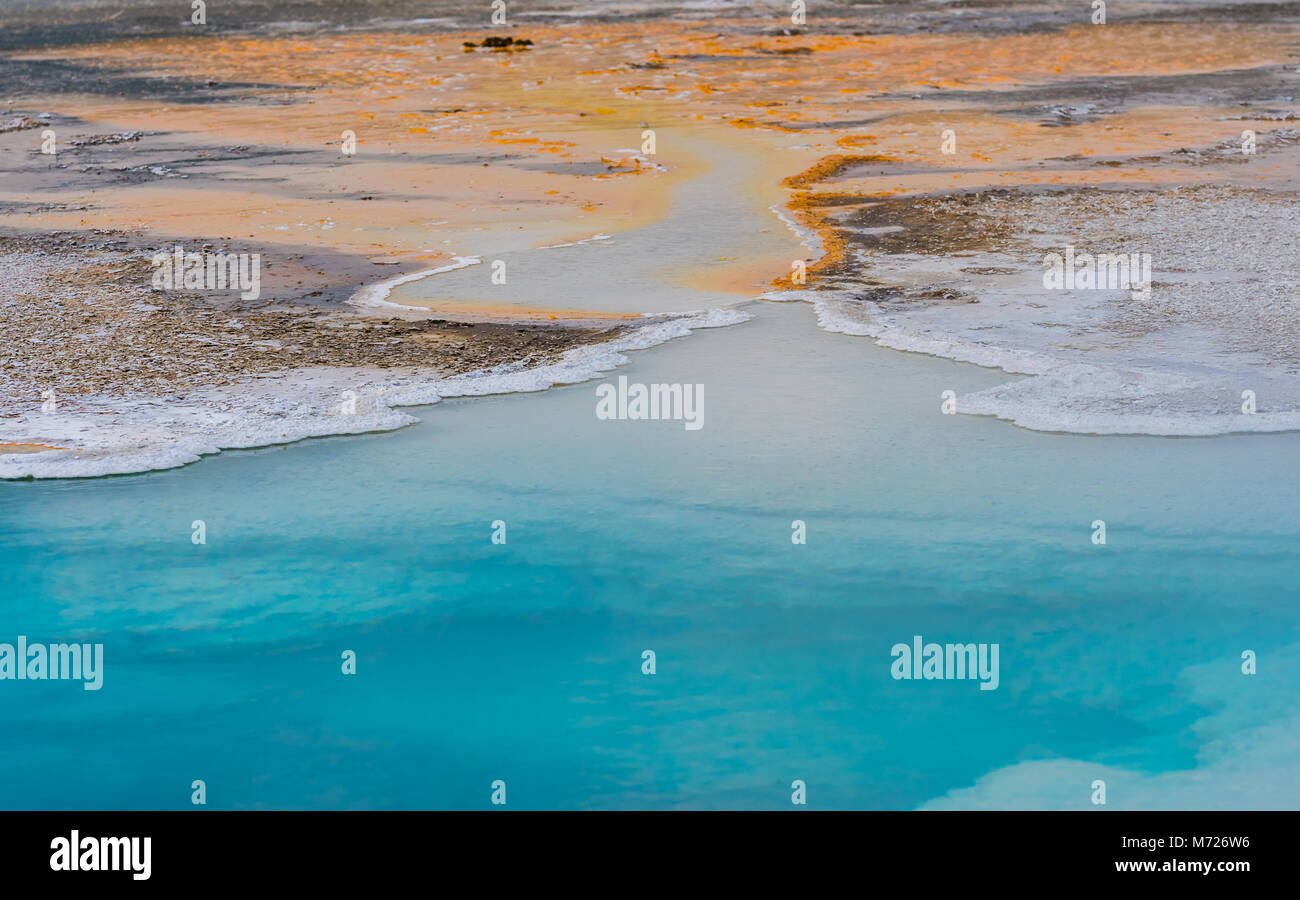 Blue Waters from Hot Springs Flow Into Sulfur River in Yellowstone ...