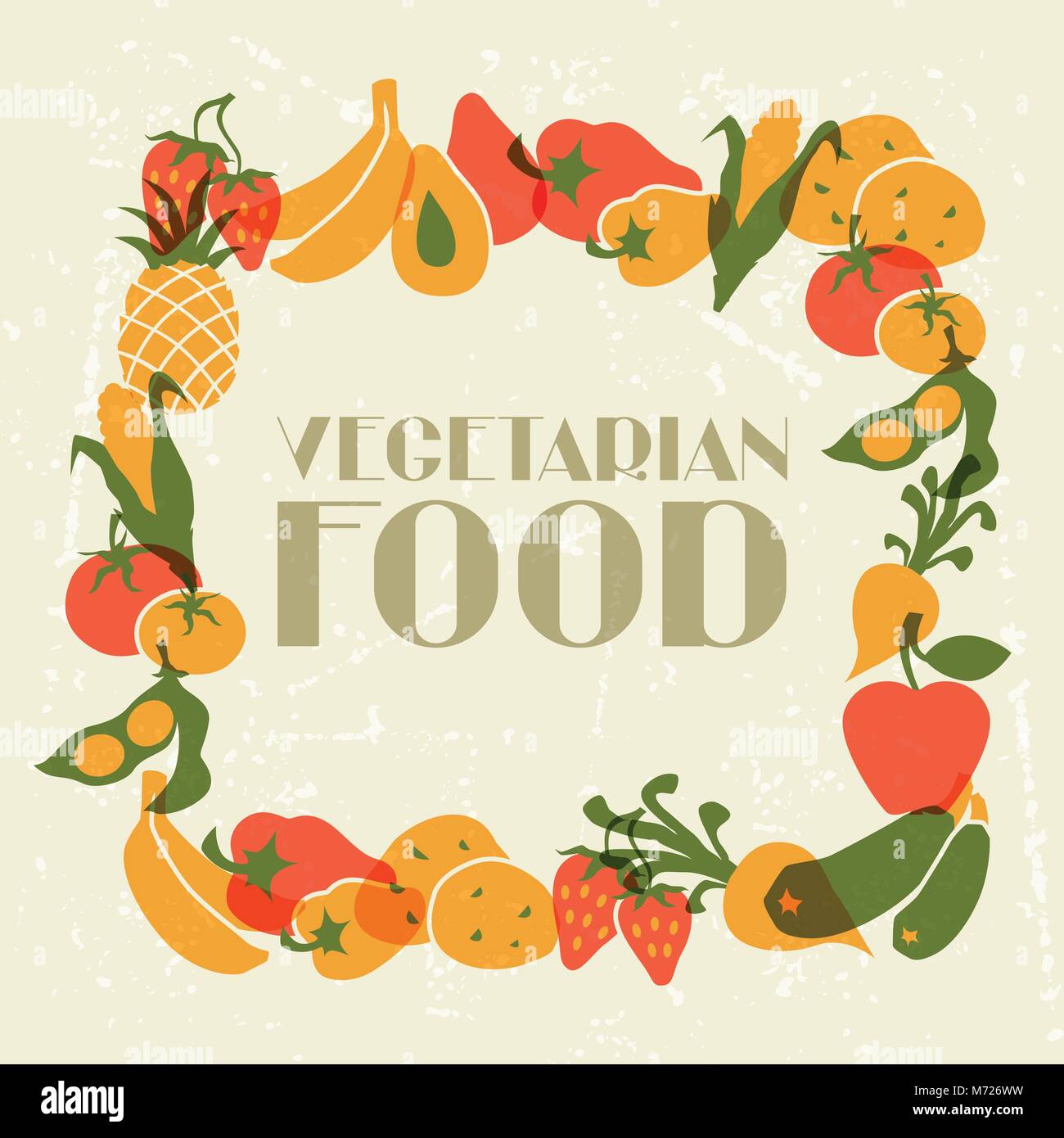 Vegetarian food. Background design with stylized vegetables Stock ...