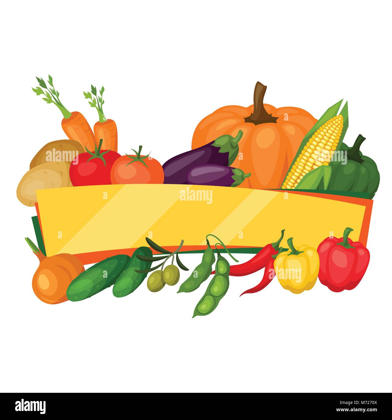 Background design with fresh ripe stylized vegetables Stock Vector ...