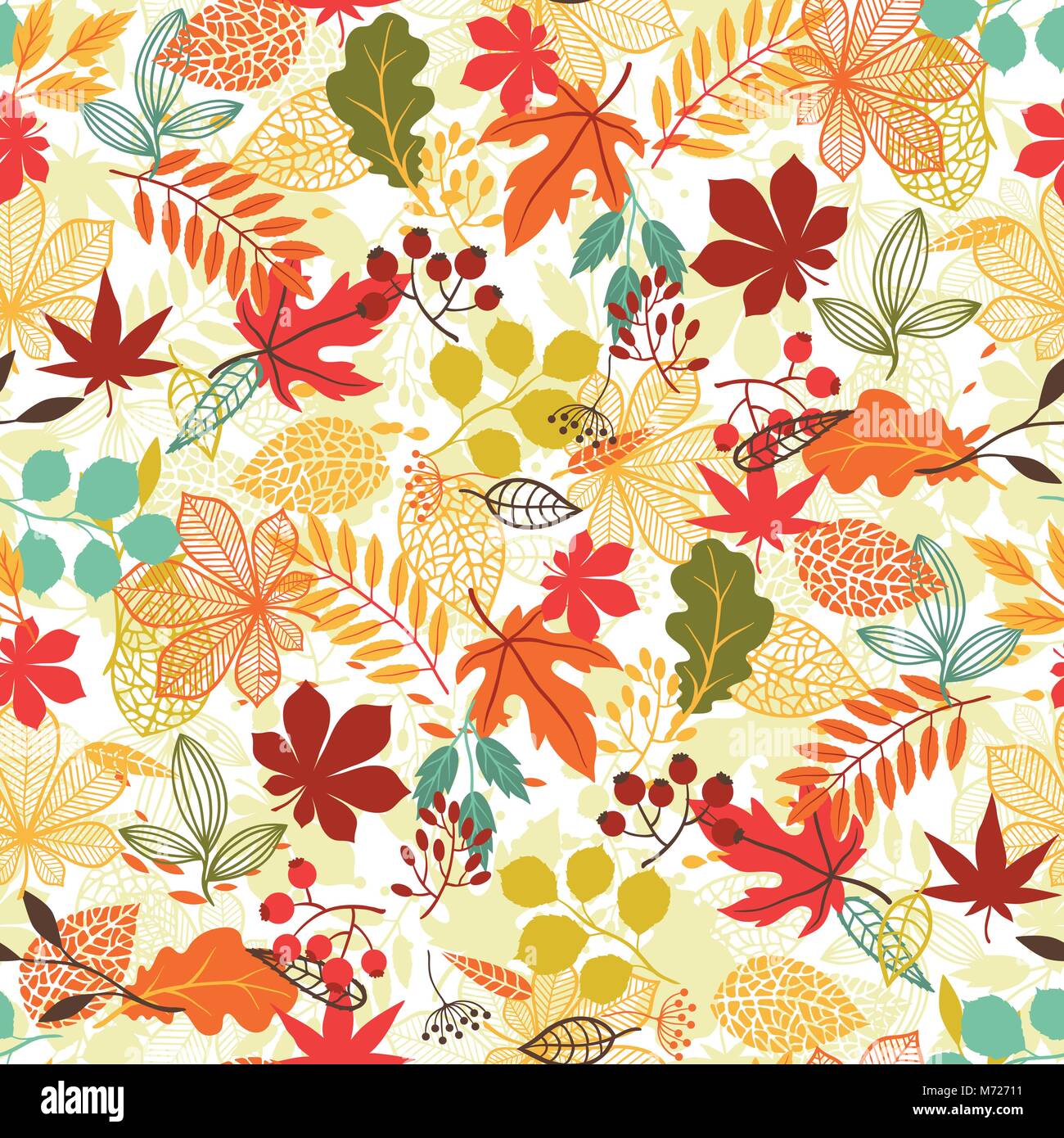 Autumn pattern leaves chestnuts Stock Vector Images - Alamy