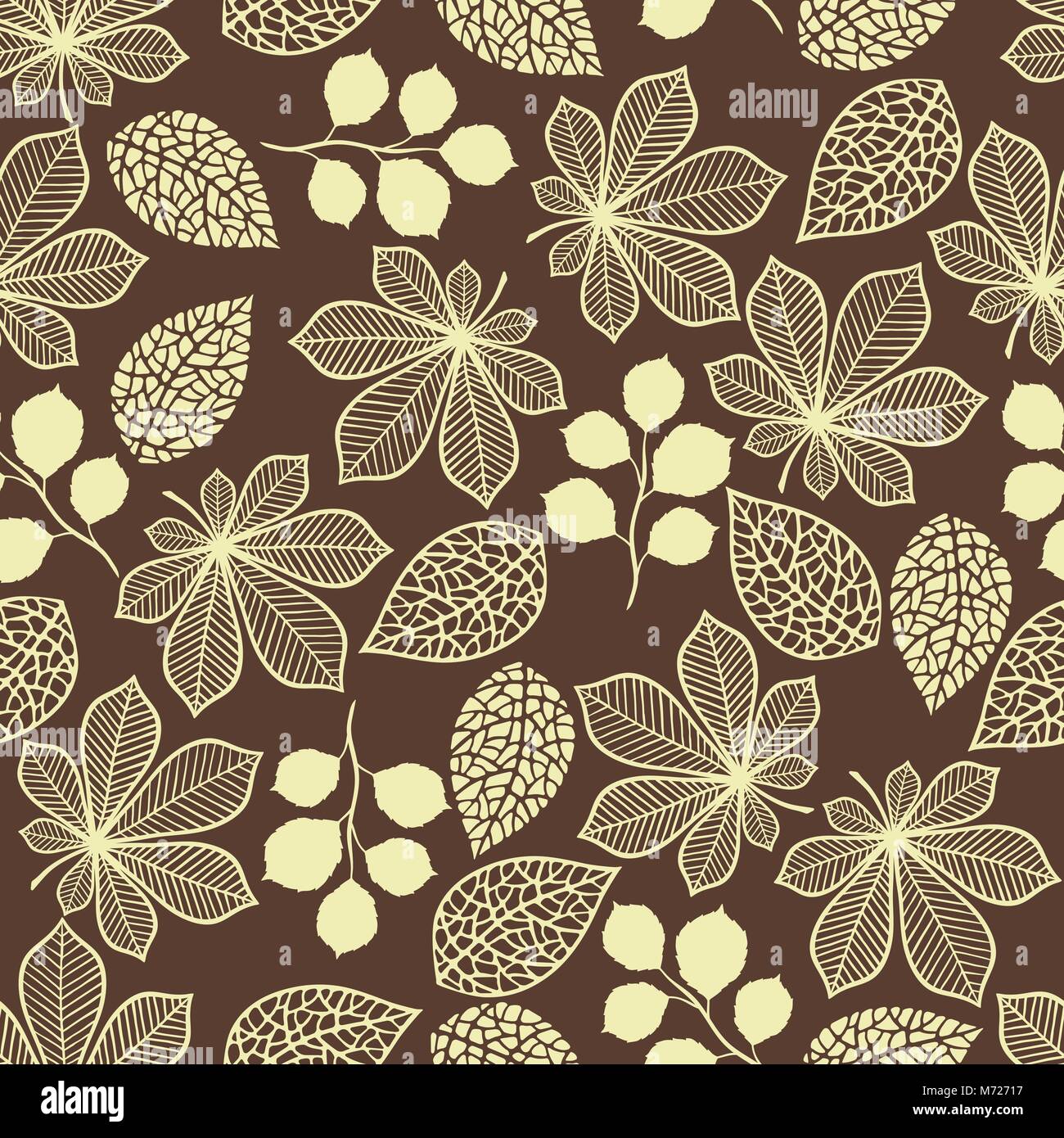 Autumn pattern leaves chestnuts Stock Vector Images - Alamy