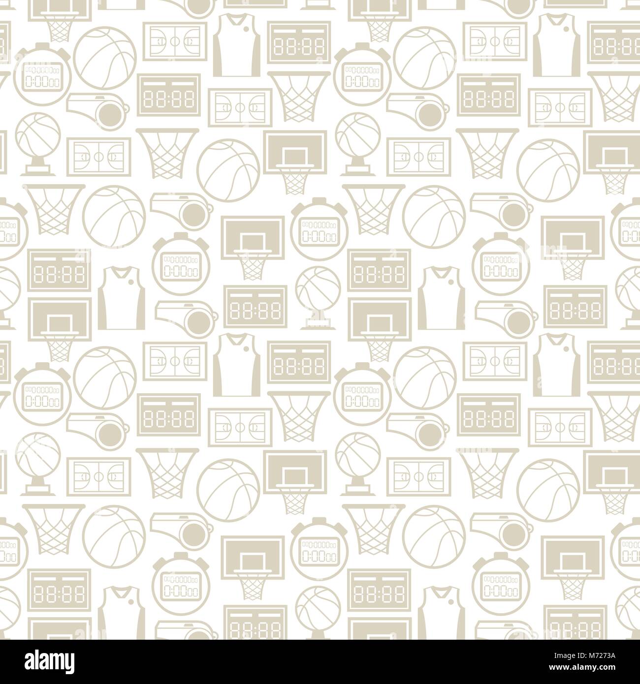 Sports seamless pattern with basketball icons in flat style Stock ...