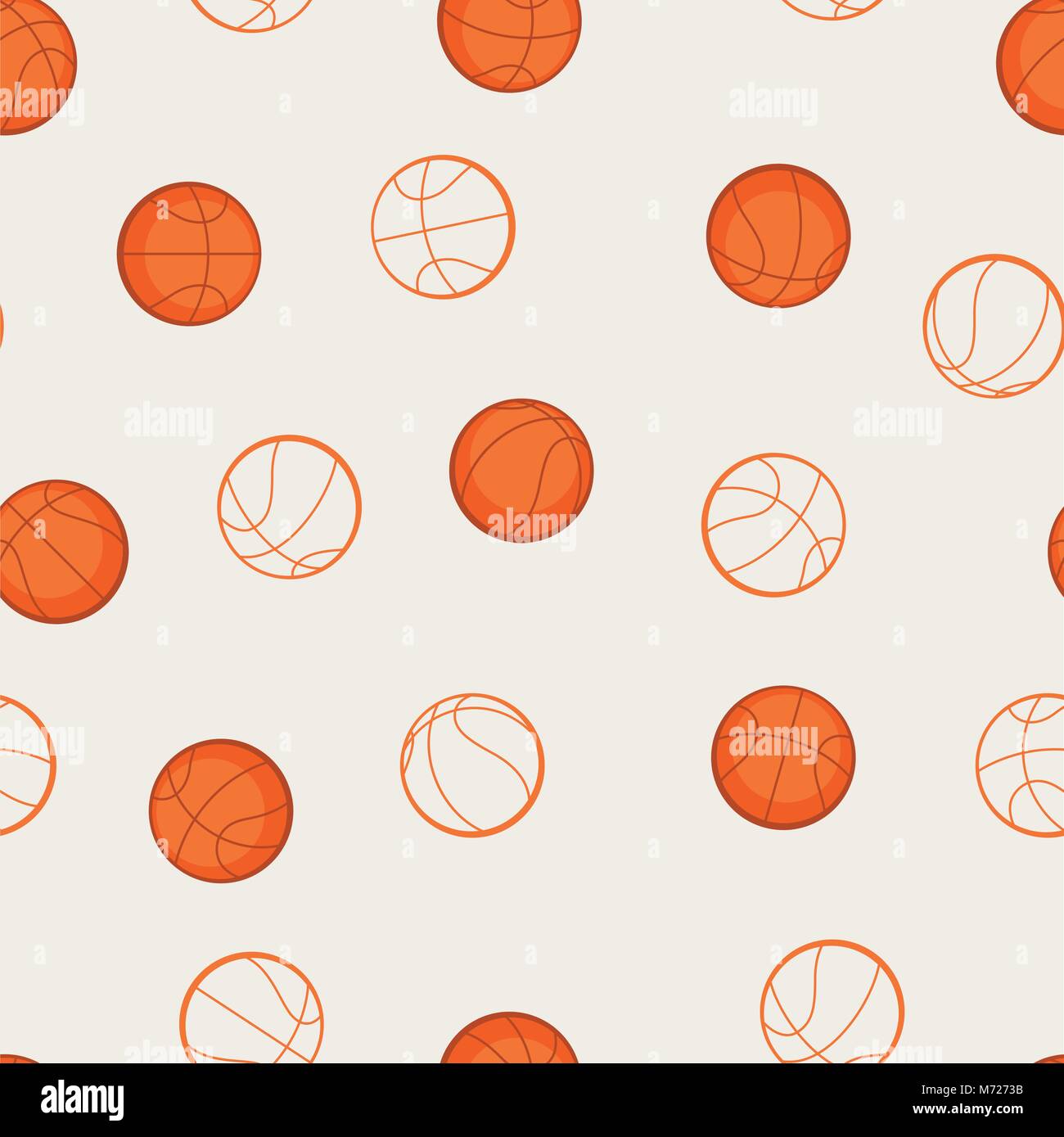 Sports seamless pattern with basketball icons in flat style Stock ...