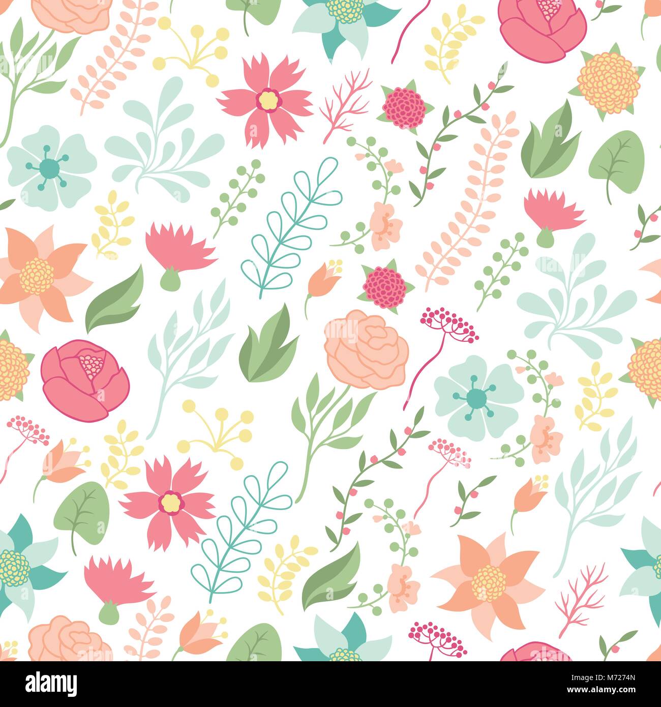 Seamless floral pattern with pretty stylized flowers Stock Vector Image ...
