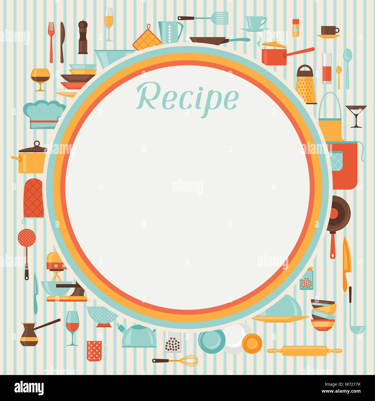 Recipe background with kitchen and restaurant utensils Stock Vector ...