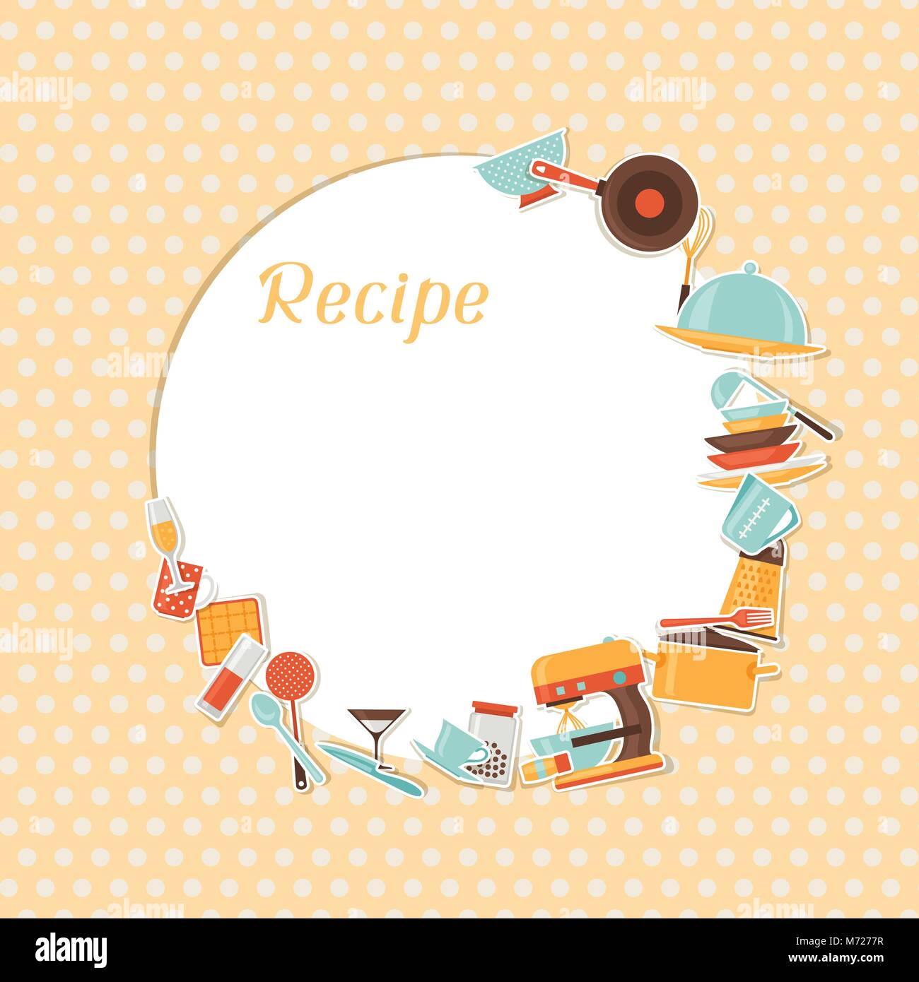 Recipe background with kitchen and restaurant utensils Stock Vector ...