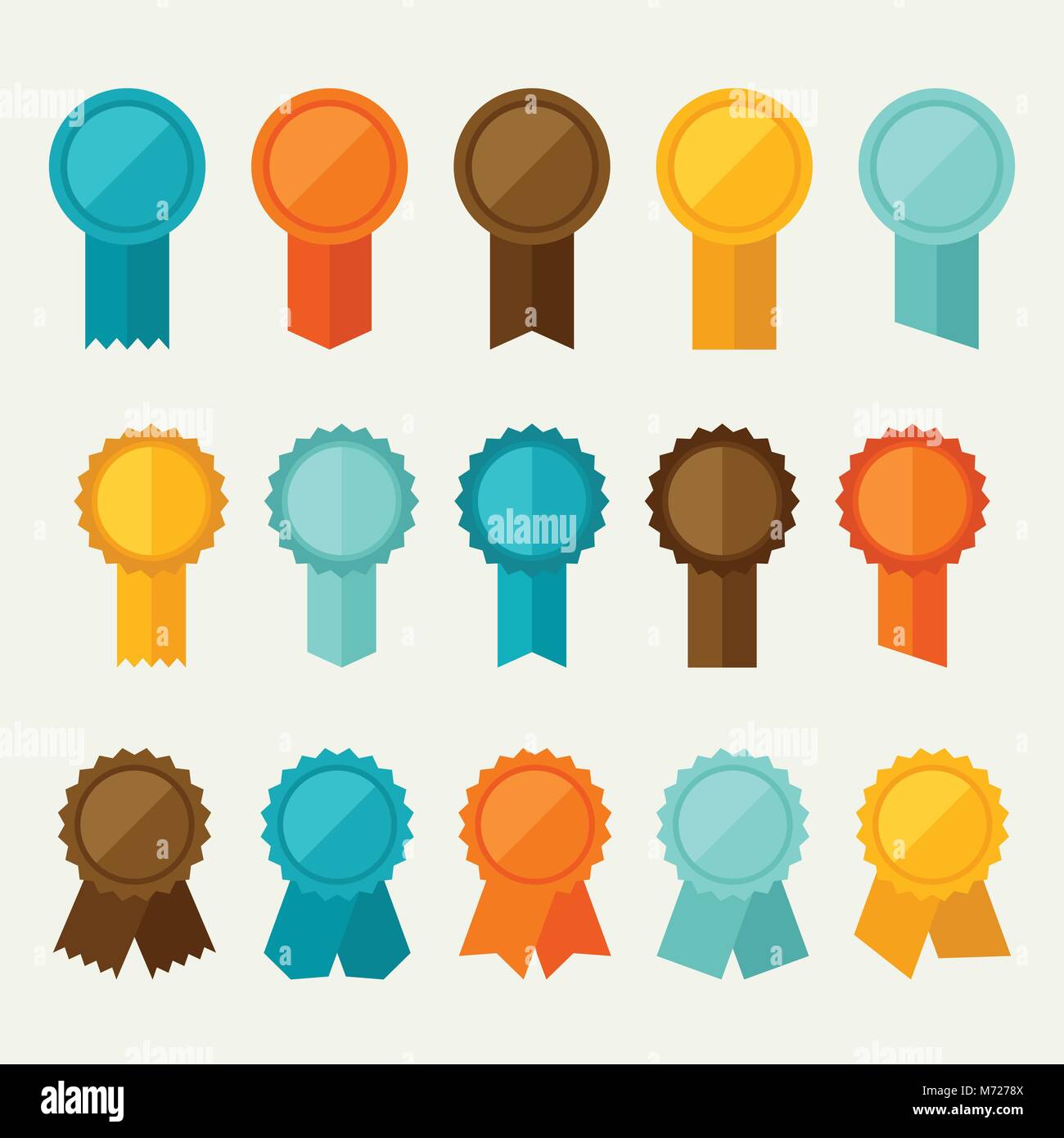 Set of colored badges, labels, awards in flat design style Stock Vector ...