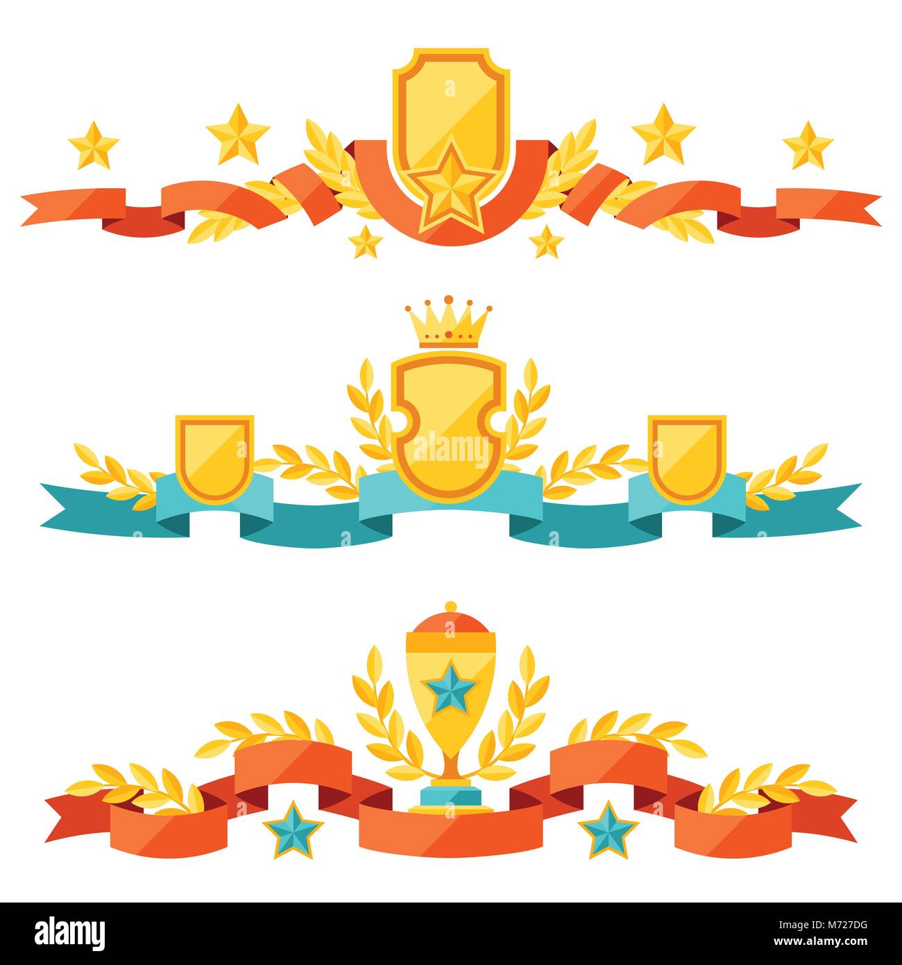 Decor with ribbons and awards in flat design style Stock Vector Image ...