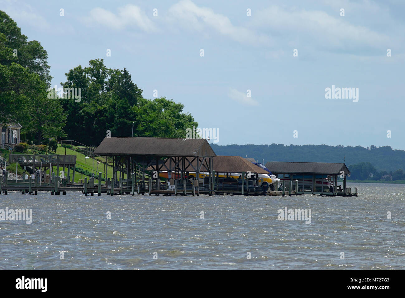 Landscape of boat docks Stock Photo - Alamy