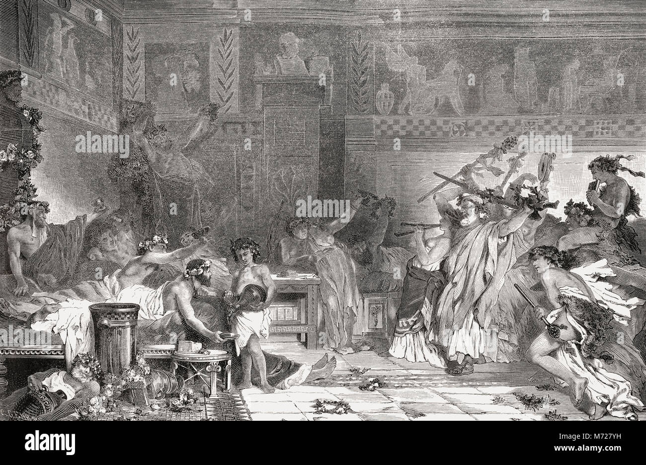 A banquet with entertainmant in ancient Rome Stock Photo - Alamy