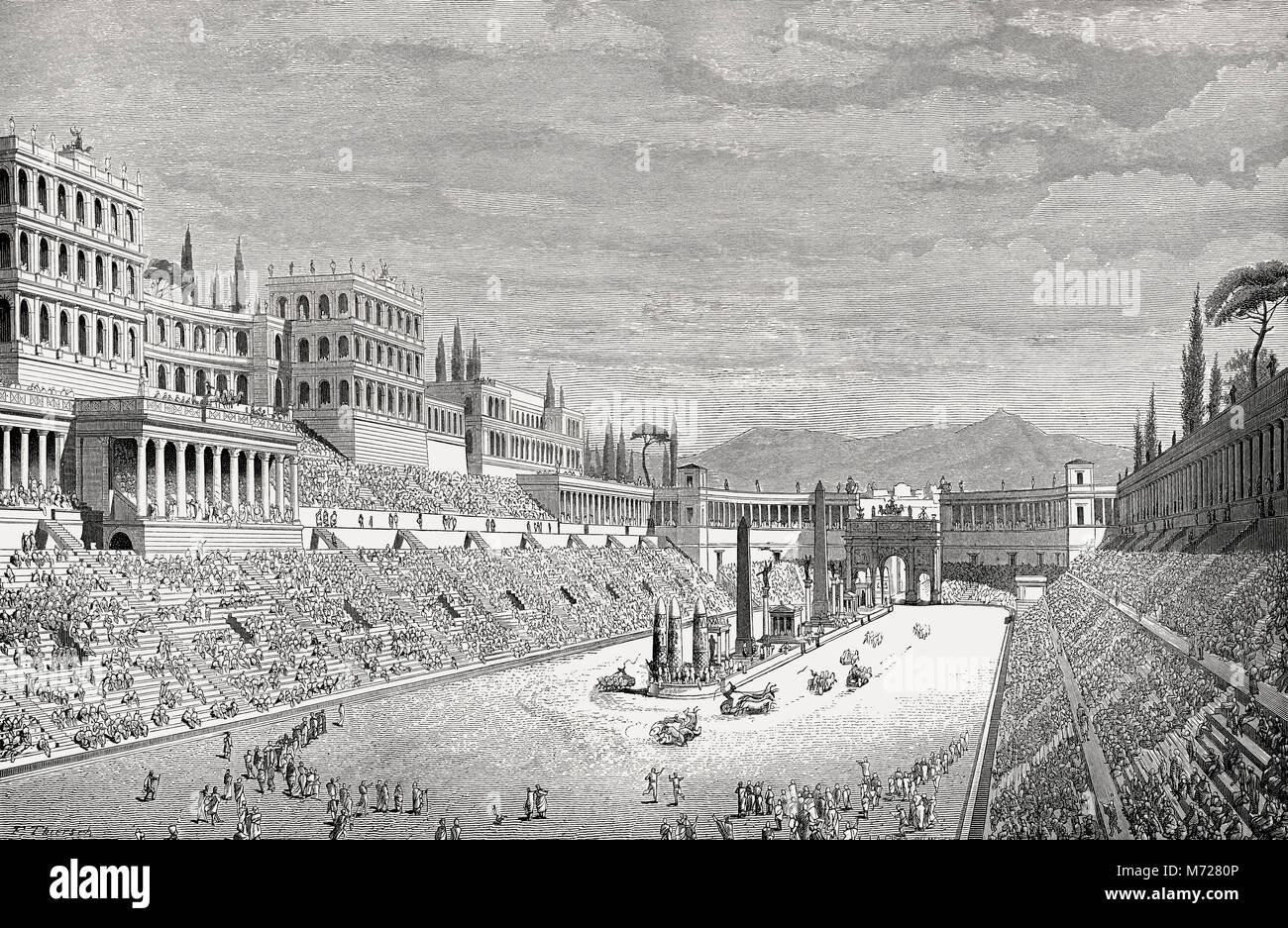 Reconstruction of the Mausoleum Circus Maximus in ancient Rome Stock ...