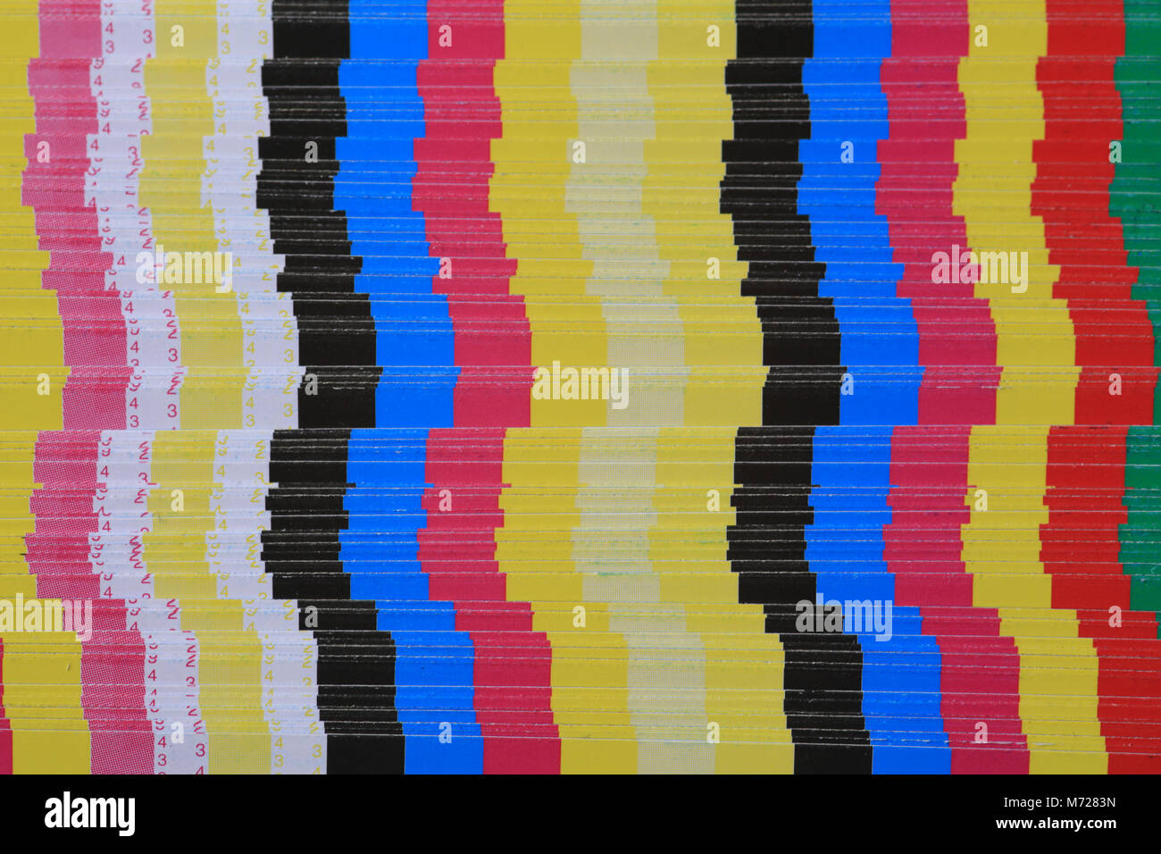 Colour bars printed on the waste area of a printed sheet to check ...