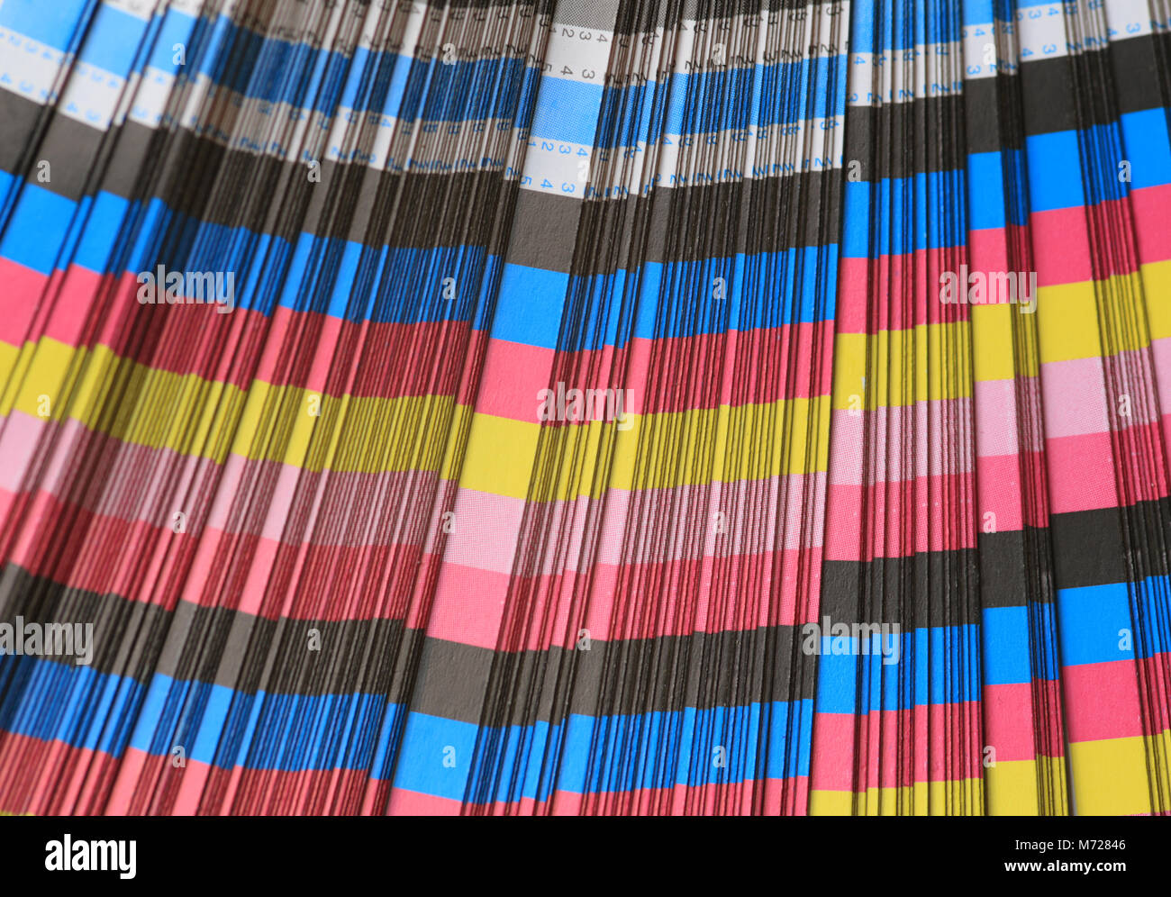 Colour bars printed on the waste area of a printed sheet to check ...