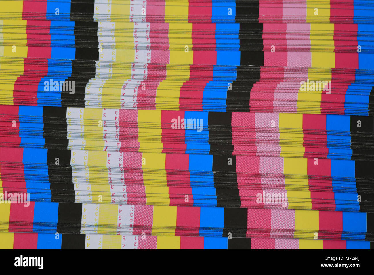 Colour bars printed on the waste area of a printed sheet to check ...