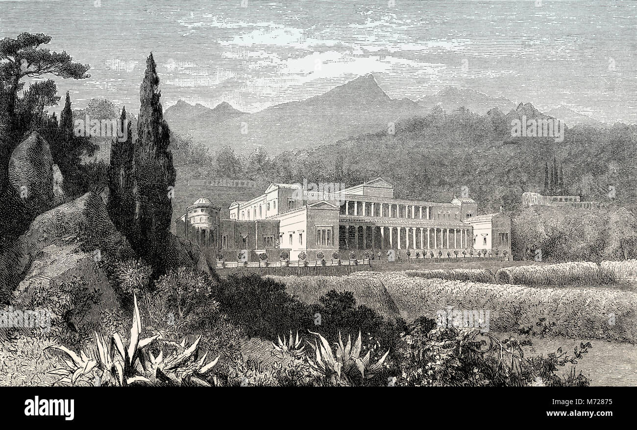 Reconstruction of a villa of Pliny the Younger, Ancient Rome Stock ...