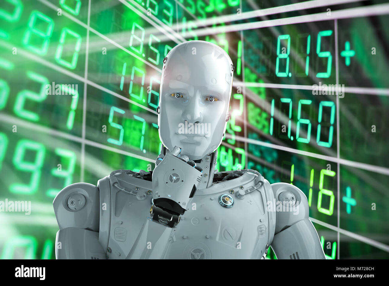 3d rendering humanoid robot analyze stock market Stock Photo - Alamy
