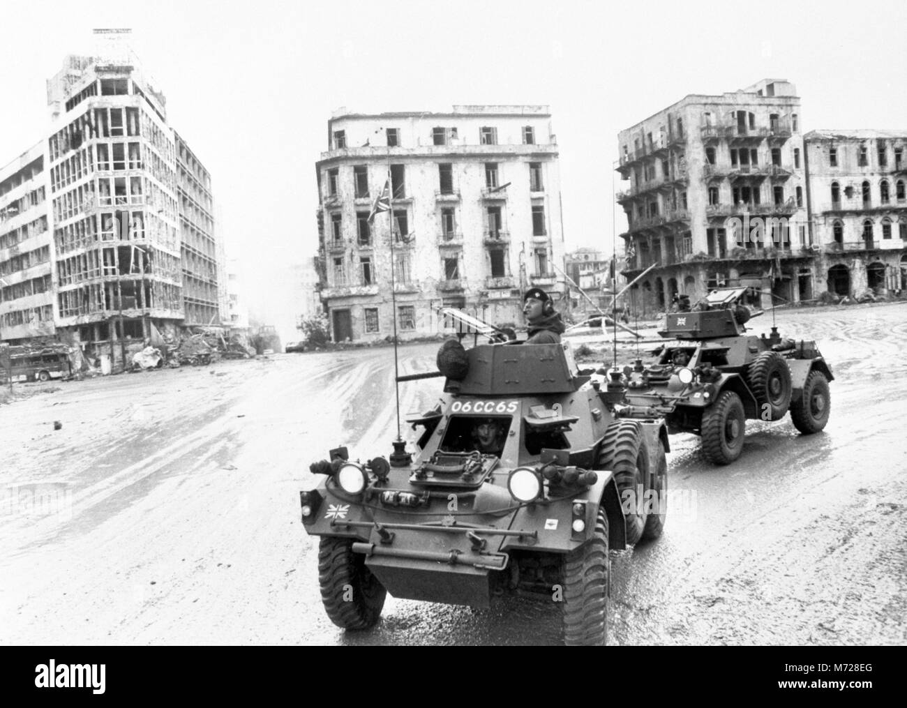 British Army Ferrets patrolling a part of Beirut Stock Photo - Alamy