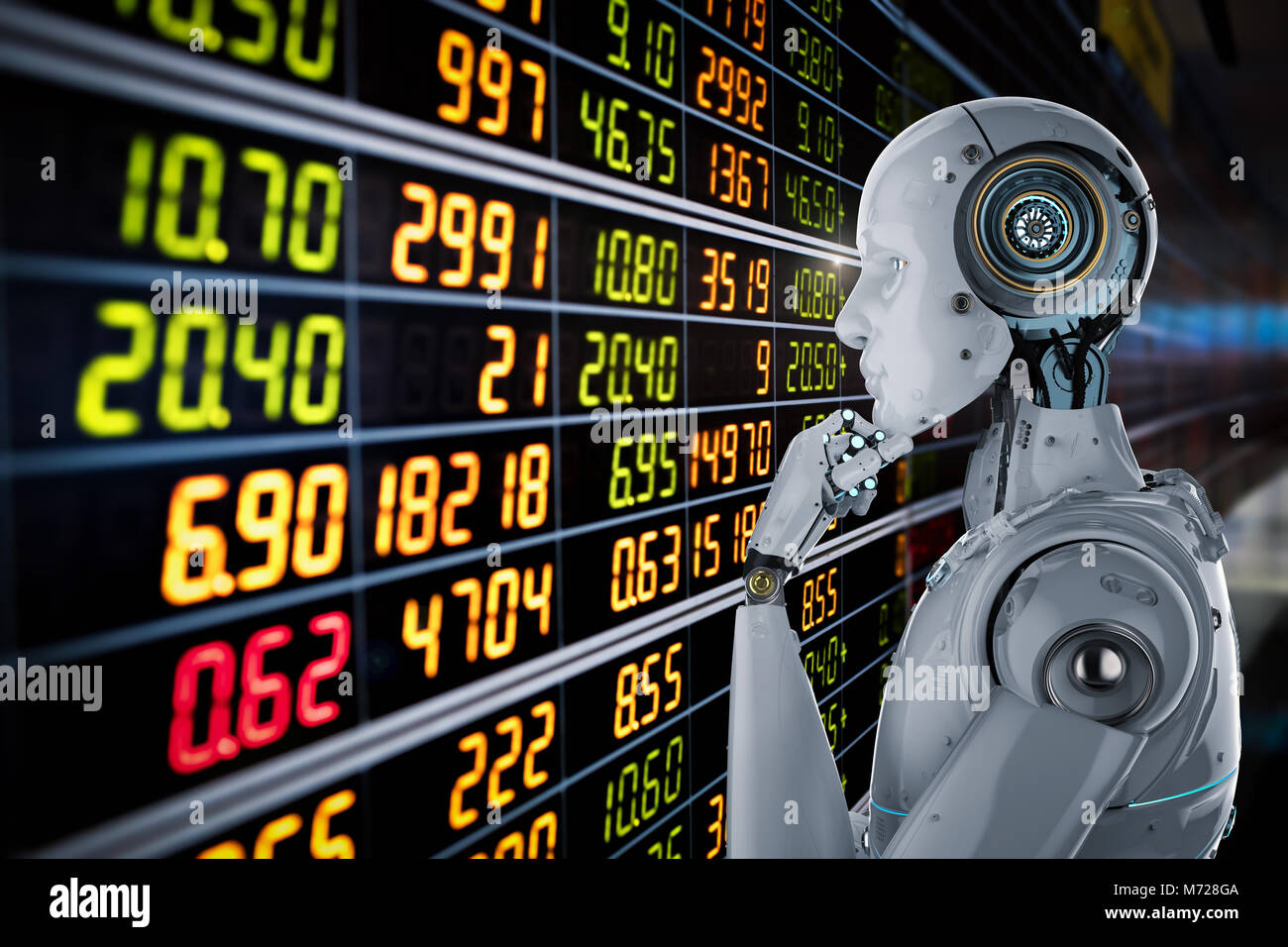 3d rendering humanoid robot analyze stock market Stock Photo - Alamy
