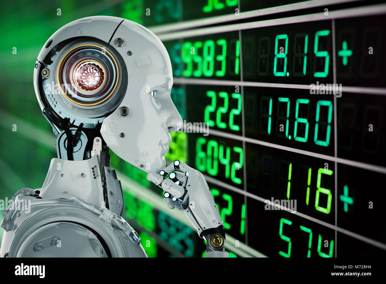 3d rendering humanoid robot analyze stock market Stock Photo - Alamy