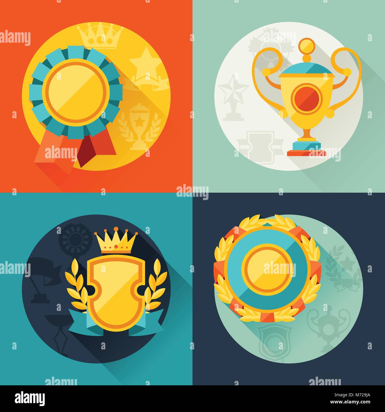 Backgrounds with trophy and awards in flat design style Stock Vector ...