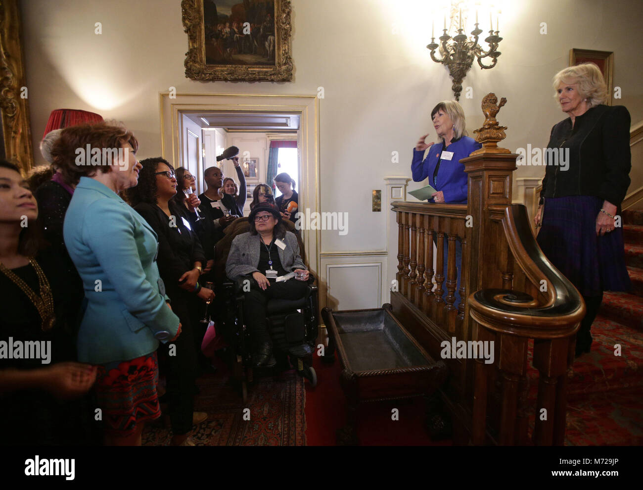 The Duchess of Cornwall (right) listens as Jude Kelly (second right ...