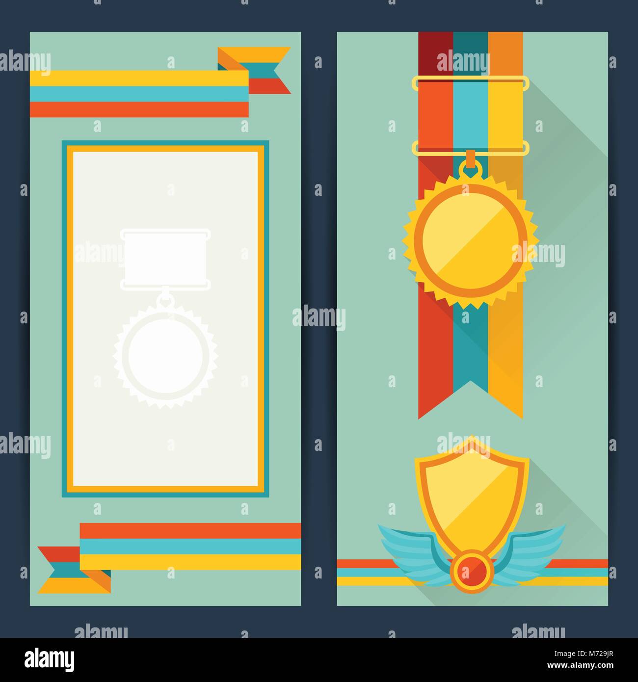 Certificate templates with awards in flat design style Stock Vector ...
