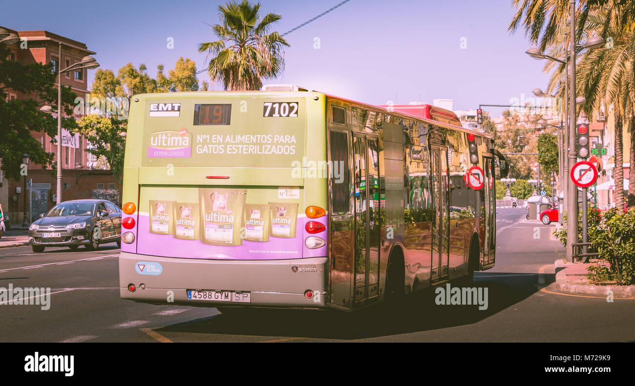 Valencia, Spain - June 18, 2017 : bus number 7102 of the municipal ...