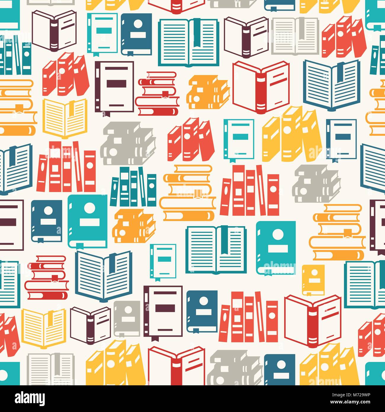 Seamless pattern with books in flat design style Stock Vector Image ...