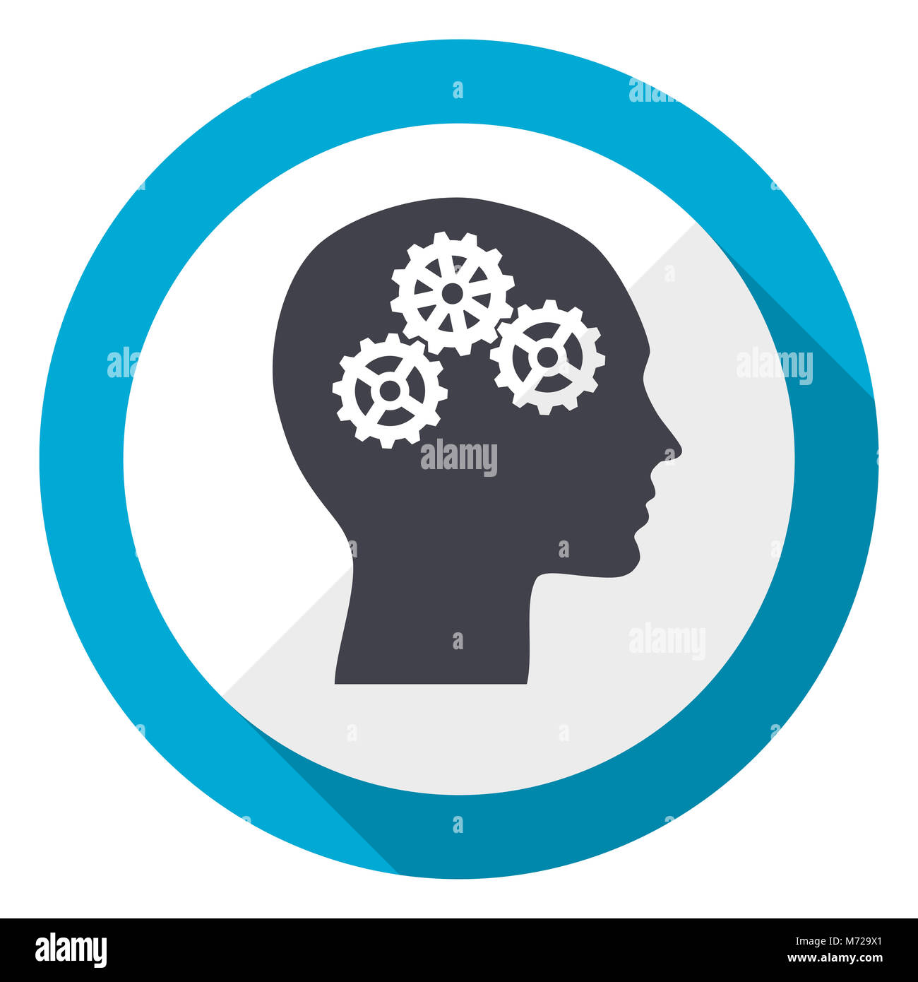 Head blue flat design web icon Stock Photo - Alamy