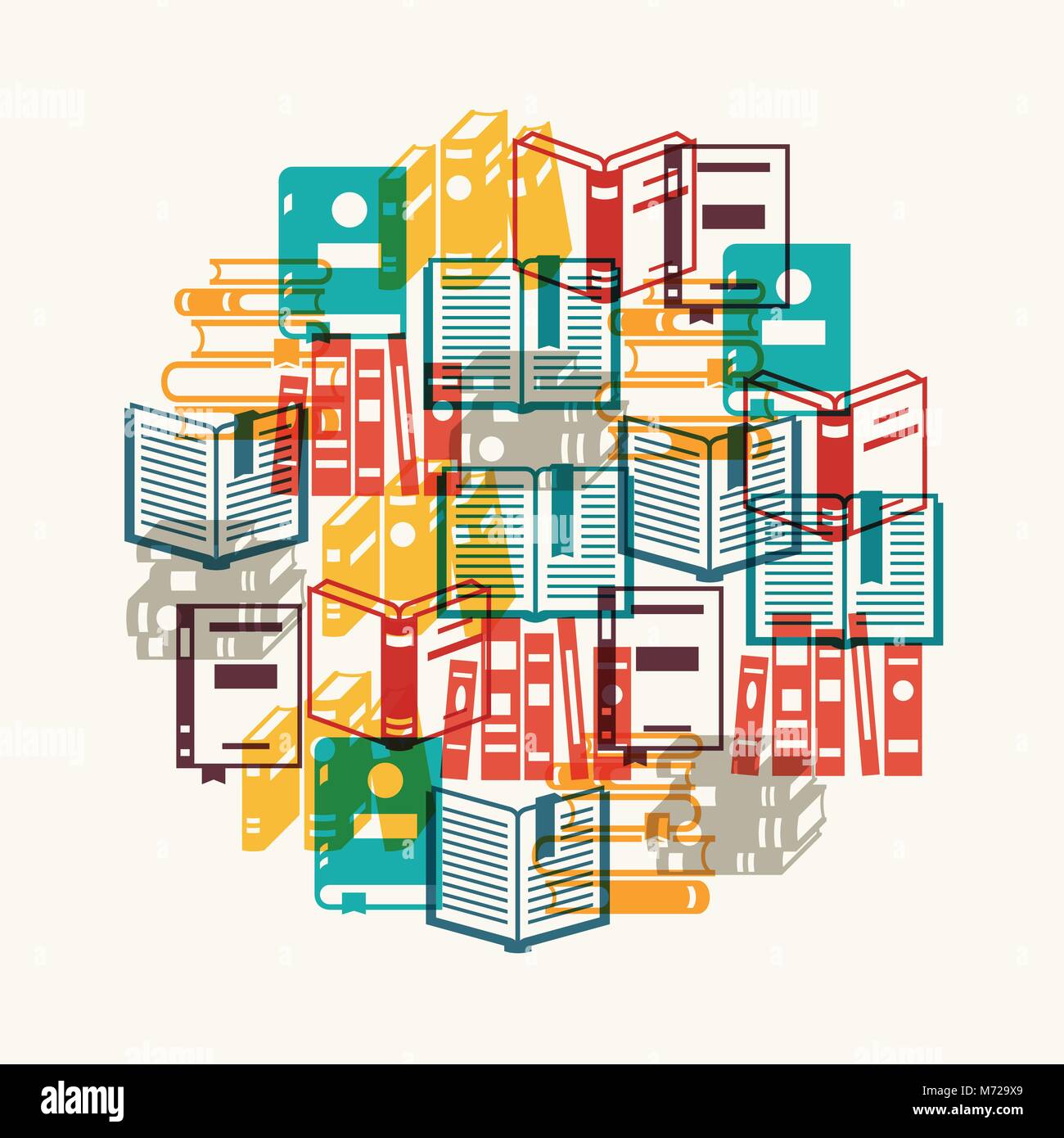 Education background with books in flat design style Stock Vector Image ...