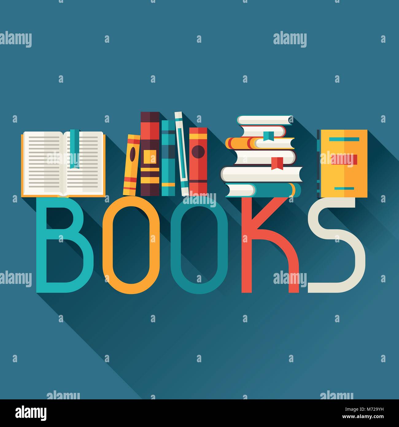 Education background with books in flat design style Stock Vector Image ...