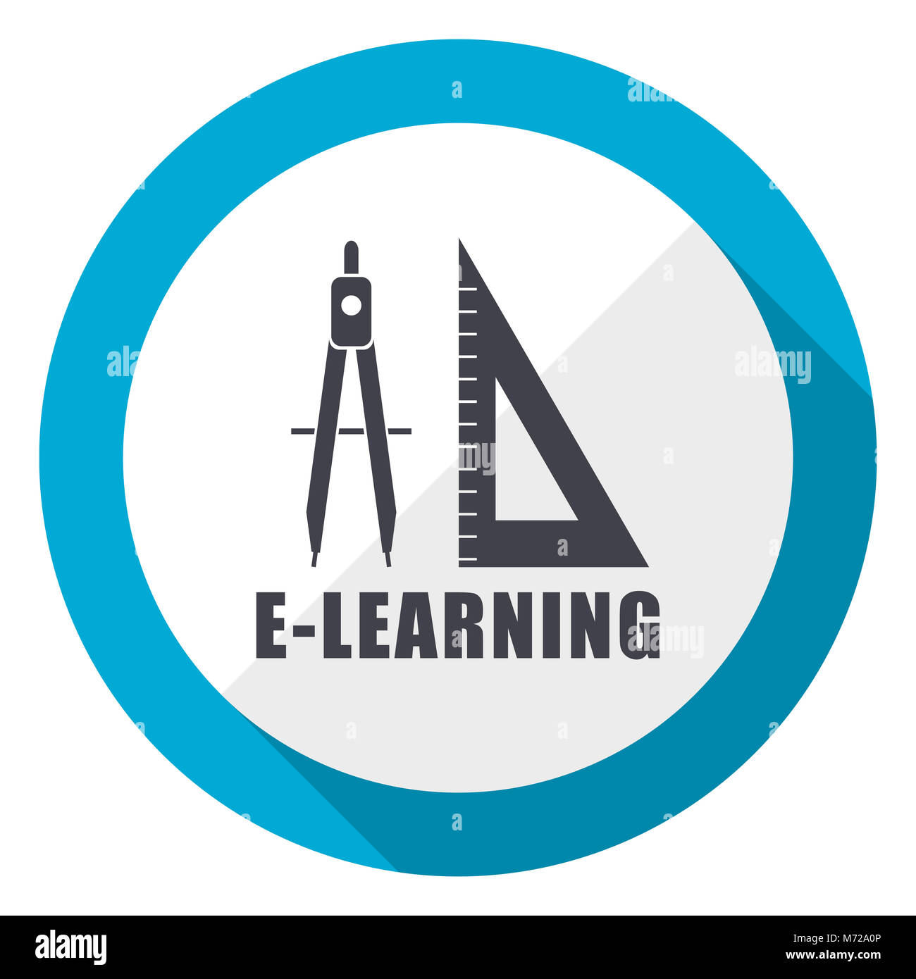 Learning blue flat design web icon Stock Photo - Alamy