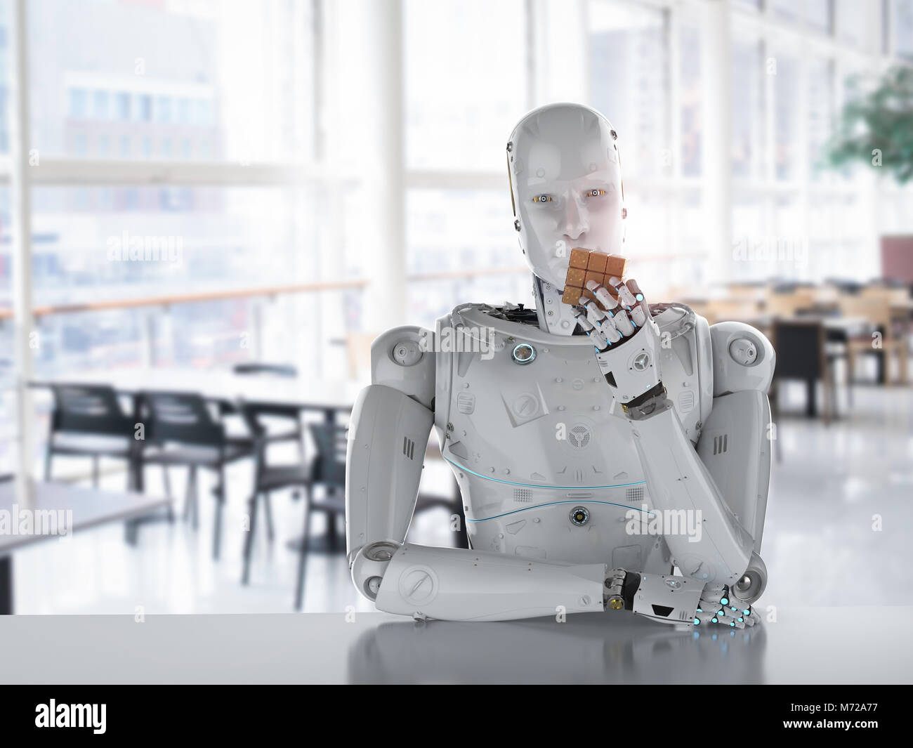 3d rendering humanoid robot playing cube puzzle Stock Photo - Alamy