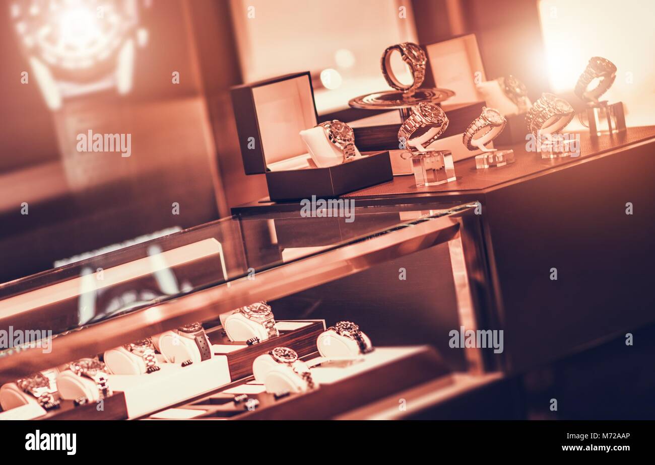 Luxury Watches Sale. Hand Watches on Display in the Store Stock Photo ...