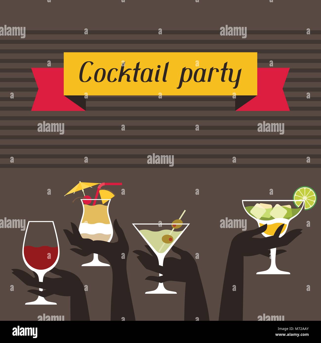 Party invitation with alcohol drinks and cocktails Stock Vector Image ...