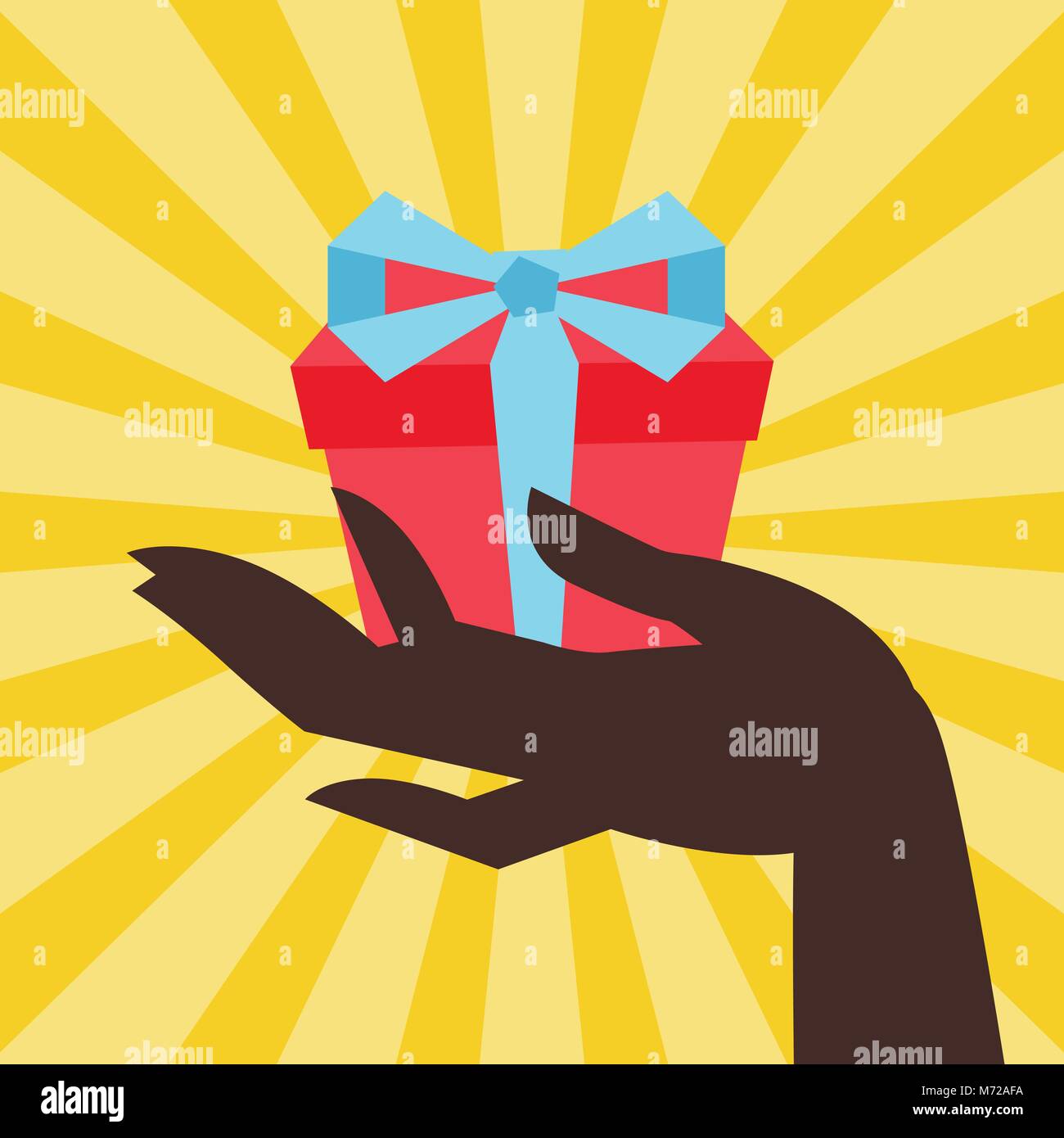 Christmas girl holding gift Stock Vector Images - Alamy